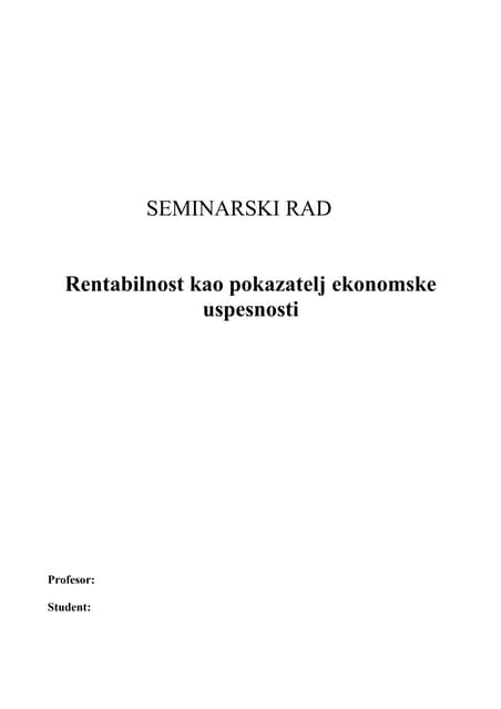 Ekonomike preduzeca rentabilnost-ek | PDF