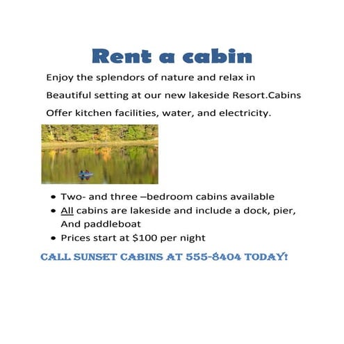 Rent a cabin | DOCX