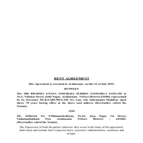 Rent agreement | DOCX