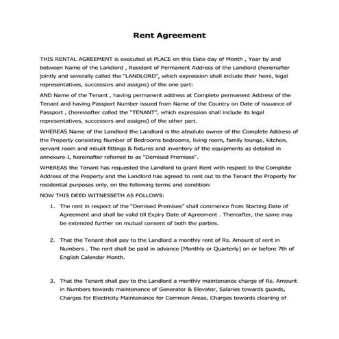 RENT AGREEMENT | PDF
