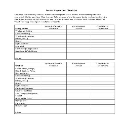 Rental inspection checklist | PDF