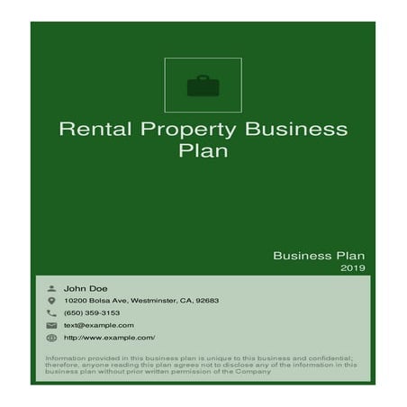 Rental property business plan example | PDF