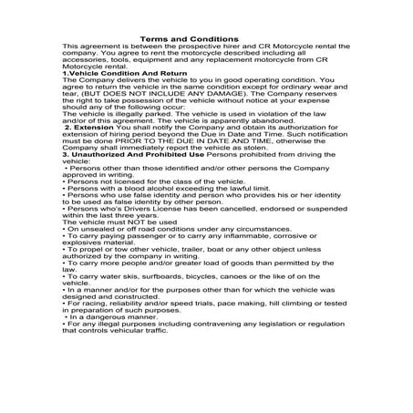 Rental Terms & Conditions | PDF