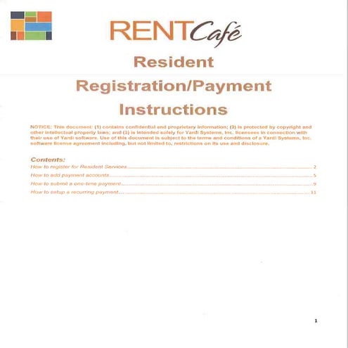 Rent cafe resident registration & payment instructions | PDF