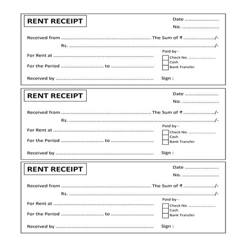 Rent Receipt / Rent Slip - India TDR Tax Saving | PDF