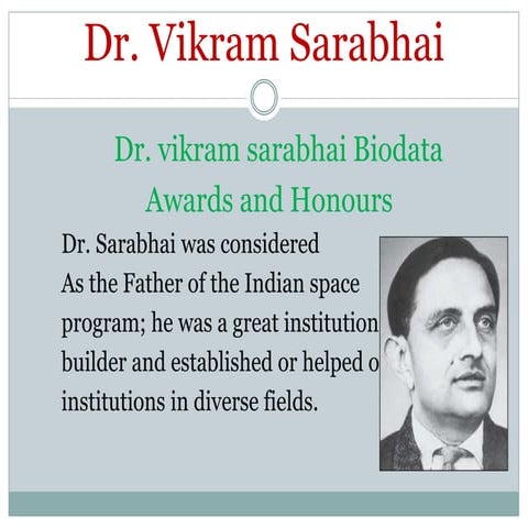 DR VIKRAM SARABHAI | PPTX