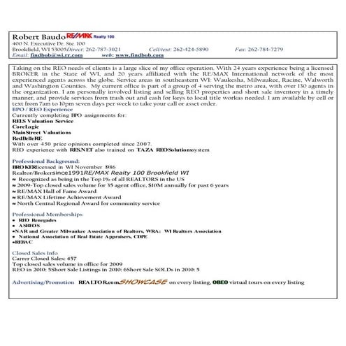 REO Resume | PDF