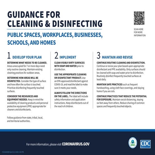 CDC Guidance for Cleaning & Disinfecting | PDF