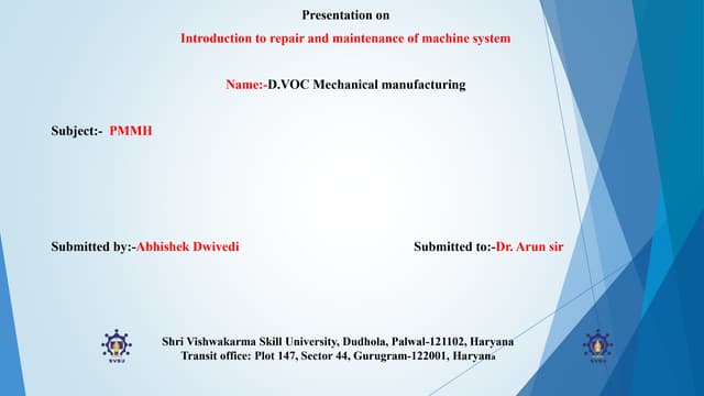 Maintenance Management (presentation) | PPTX