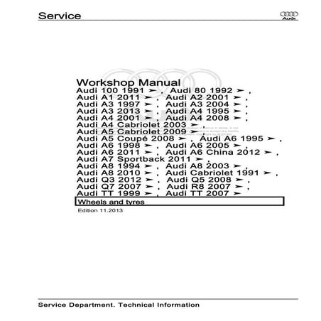 AUDI R e p a i r gr o u p 44 wheels, tires, vehicle geometry | PDF