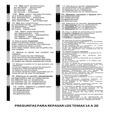 Repaso de los temas 14 a 20 | PDF