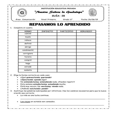 Repaso del verbo | PDF