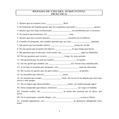 Ejercicios de subjuntivo | PDF