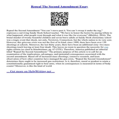 Repeal The Second Amendment Essay | PDF