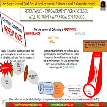 Repentance - Empowerment for a yielded will to turn away from sin to ...