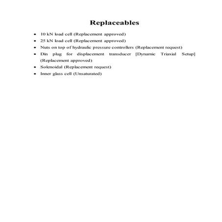 Replacement items list | DOCX | Physics | Science