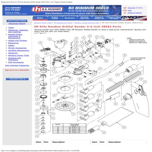Replacement parts for 3 m elite random orbital sander 28583 parts | PDF