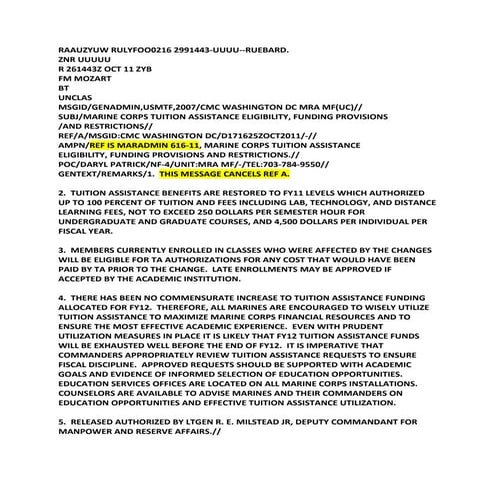 Replaces maradmin 616 11 - 26 oct 2011