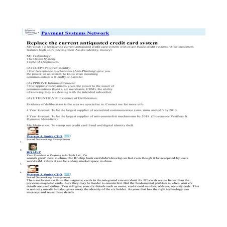 Replace The Current Antiquated Credit Card System | PDF