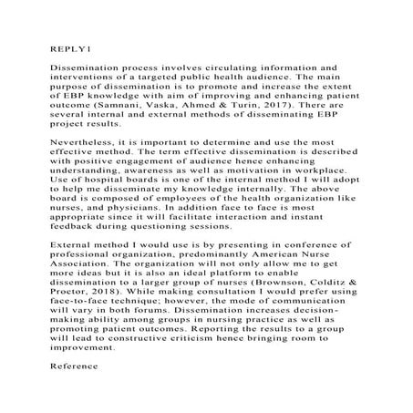 REPLY1Dissemination process involves circulating information and.docx
