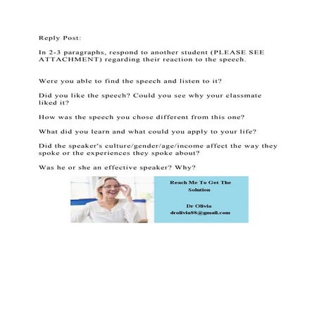 Reply PostIn 2-3 paragraphs, respond to another student (PLEASE.docx