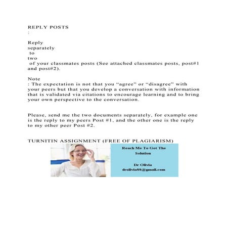 REPLY POSTSReply separately to two of your classmates.docx | Education