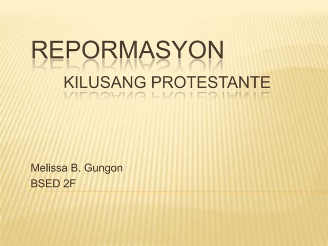 Repormasyon at Kontra Repormasyon | PPT