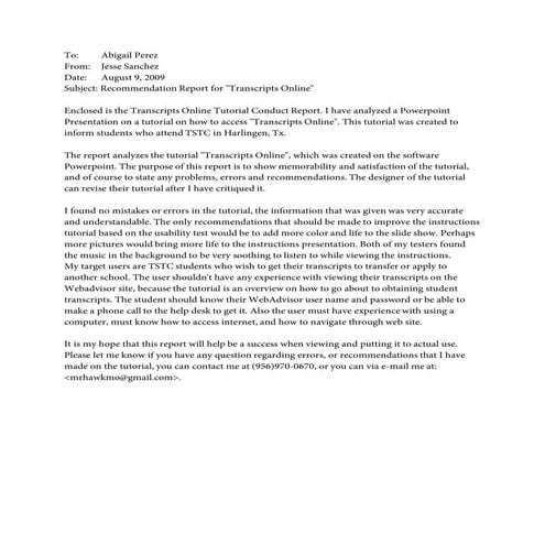 Recommendation Report | PDF