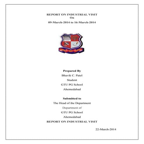 Report on Industrial Visit | DOCX