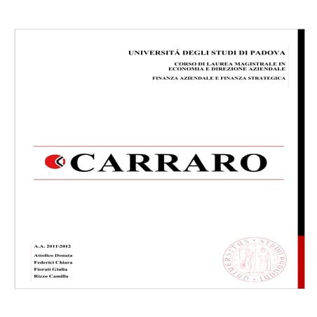 Financial Analysis Carraro Spa | PDF