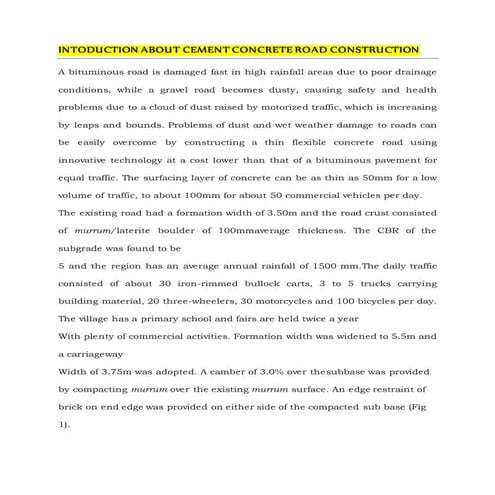 cement concrete road construction procedure | DOCX