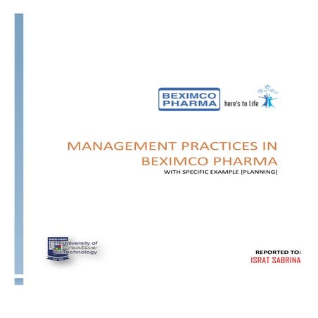 Report on MANAGEMENT PRACTICES IN BEXIMCO PHARMA | DOC