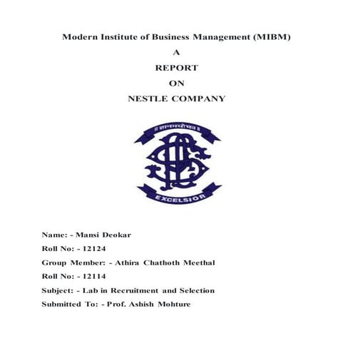 Nestle- Company profile | PPTX