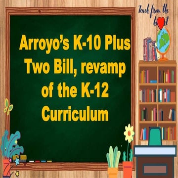 Arroyos K-10 Plus Two Bill, Revamp of the K-12 Curriculum | PPTX