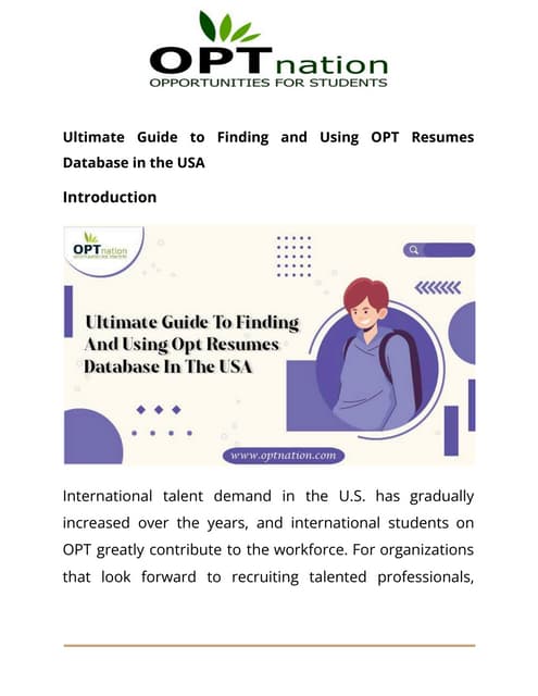 Grab OPT Resumes in USA | PDF | Resume Writing and Advice | Job Search