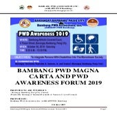 Bambang PWD Awareness Forum 2019 | REPORT | PDF