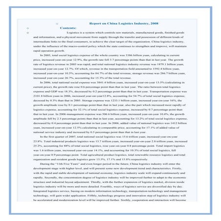 Report on China Logistics Industry 2008 | PDF