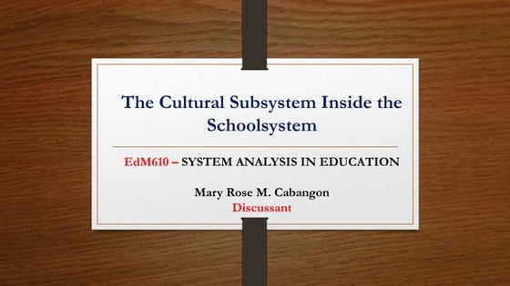 The social subsystem inside the schoolsystem | PPT