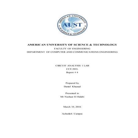 Electric Circuits Lab Report #4 | DOCX