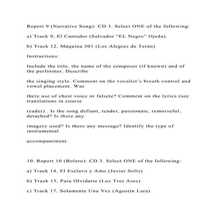 Report 9 (Narrative Song) CD 3. Select ONE of the followinga) .docx