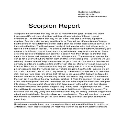 Report about the scorpion | PDF