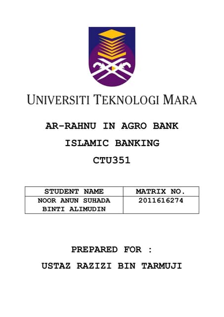 Presentation ar rahnu agrobank UITM SABAH | PPTX