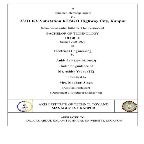 220KV Substation Training Report | PDF
