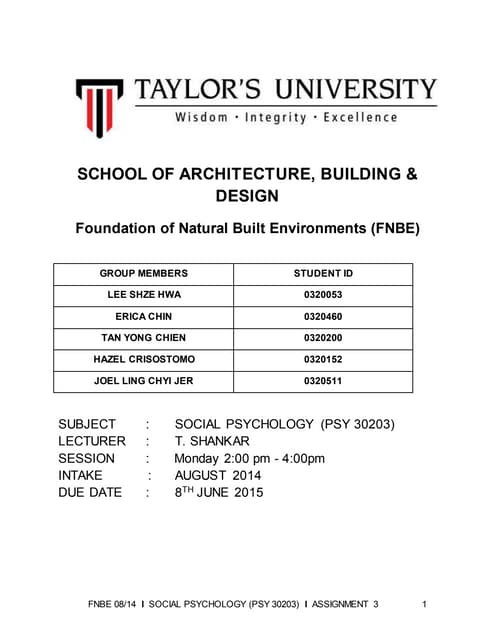 Psychology final project report | PDF
