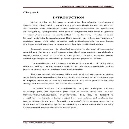 AUTOMATIC DAM DOOR CONTROL USING CENTRIFUGAL GOVERNOR | PDF