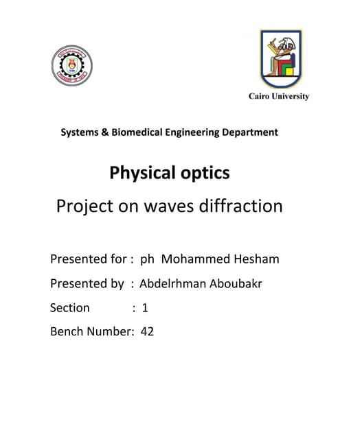 Physics Investigatory project on Diffraction | PDF