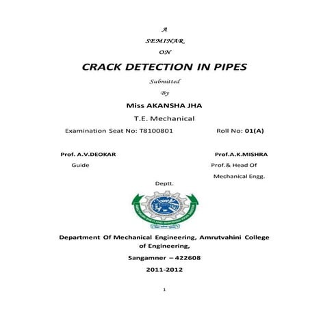 Report on crack detection in pipes | DOCX