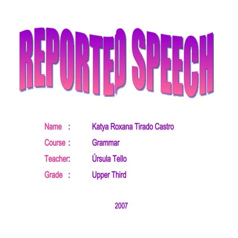 Reported Speech | PPT