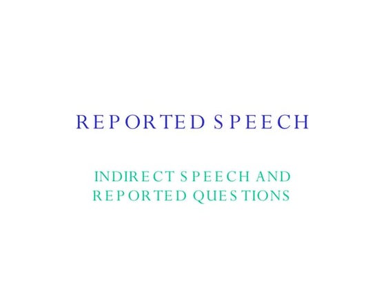 Reported speech-ppt | PPT
