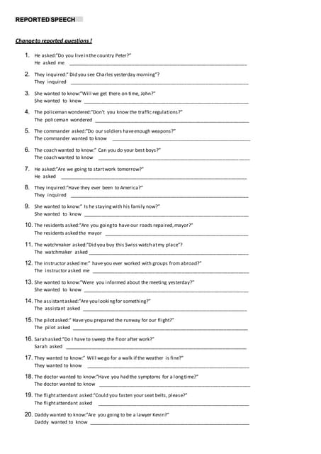 Reported speech statements | PDF